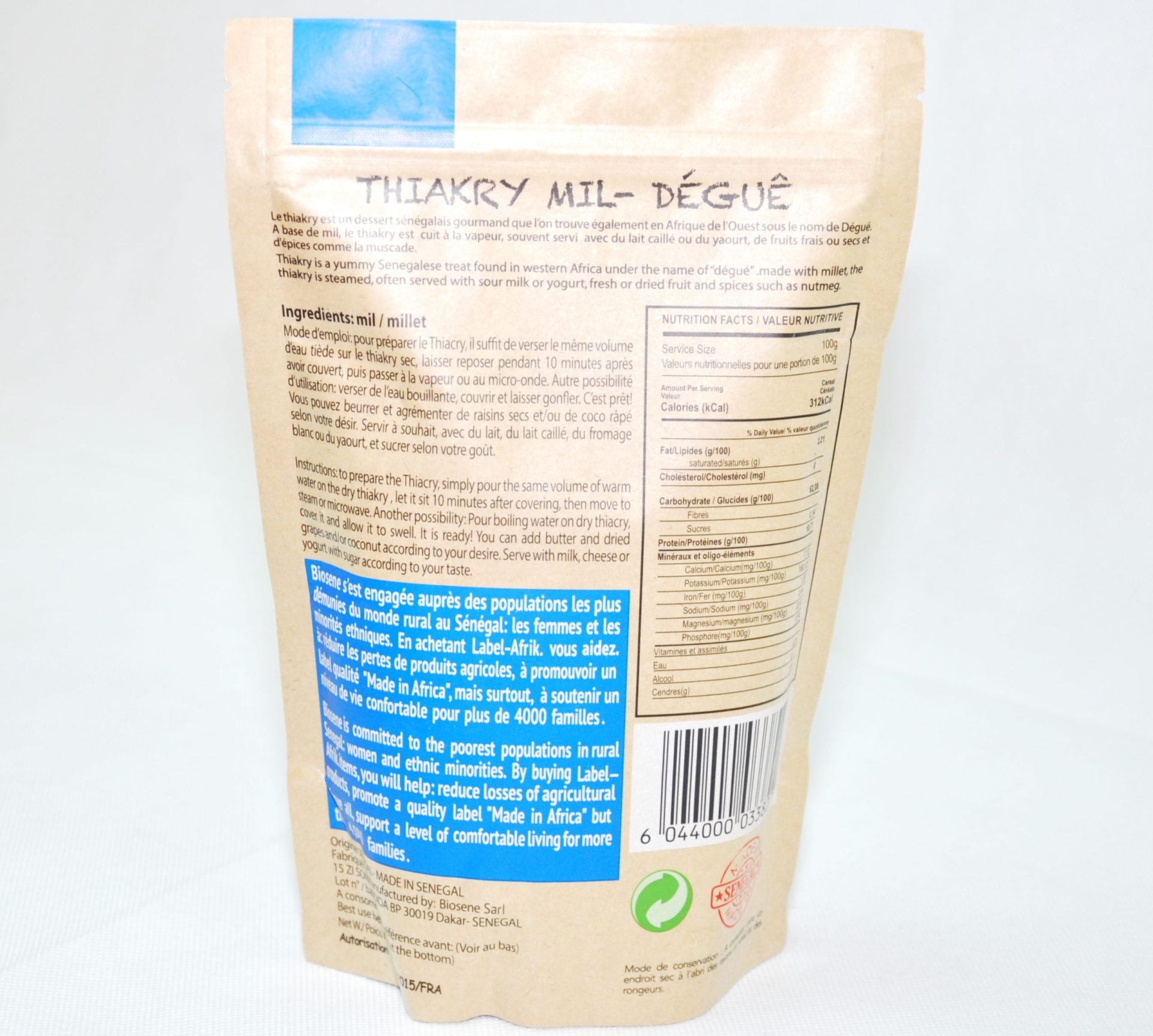 THIAKRY BIOSENE – GRAINS DE MIL 450g - Plateforme «E-KOMKOM»