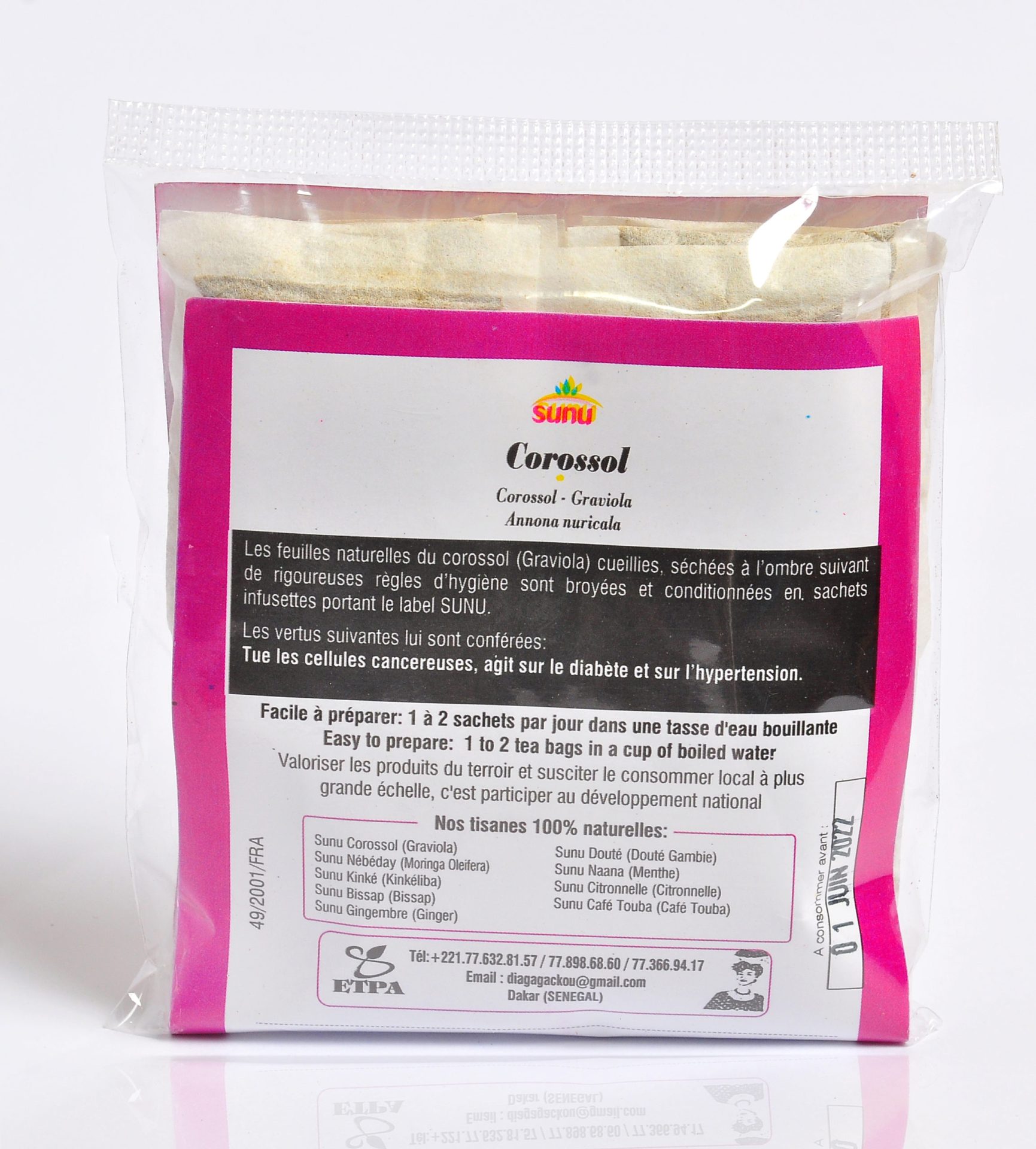 Sunu Corossol – Etui de 20 infusettes de 3g - Plateforme «E-KOMKOM»